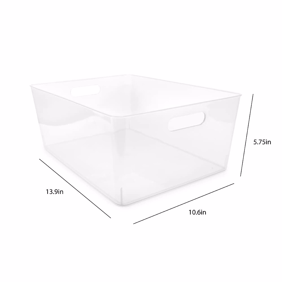 Isaac Jacobs 3-Pack XL Clear Storage Bins (12” L x 11.1” W x 7” H) with Cutout Handles, Plastic Organizer for Home, Office, Kitchen, Fridge/Freezer, Drawers, BPA Free, Food Safe (3-Pack, Extra-Large)