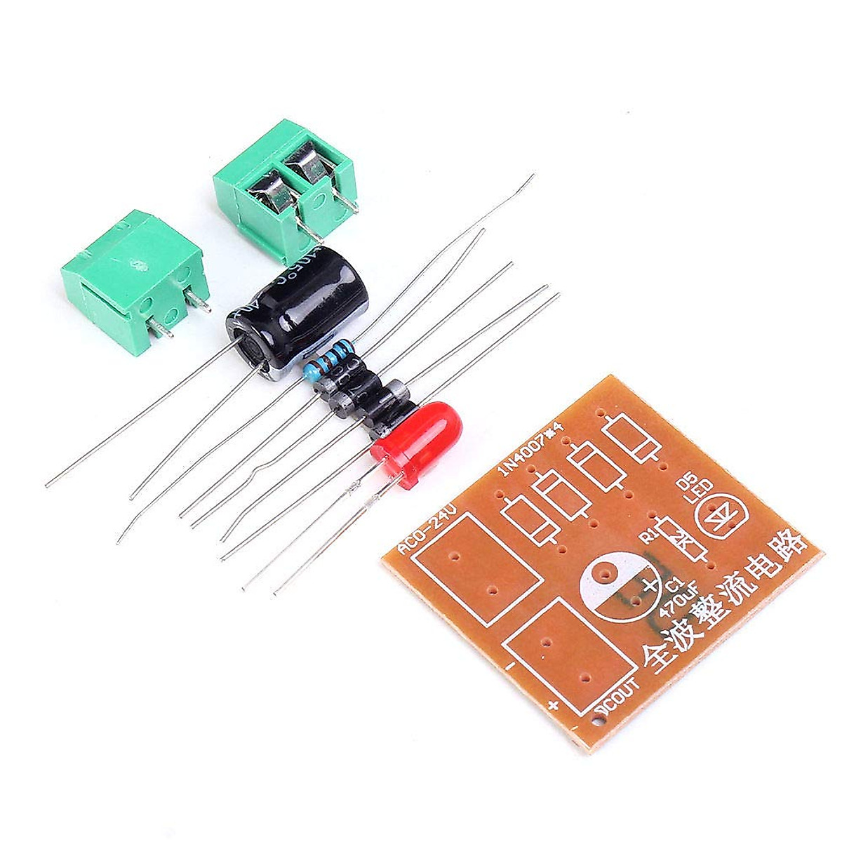 3pcs DIY Kits IN4007 Full Wave Bridge Rectifier Circuit Board Suite AC to DC Power Supply Converter Electronic Teaching