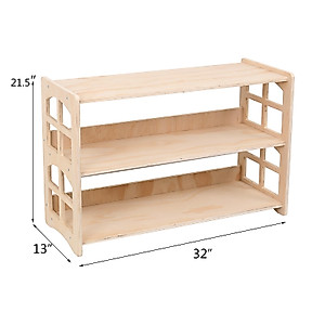 FDHUIJIA Montessori Bookshelf Toy Shelf Kids Storage Organizer for Toys Book Shelves for Kids Room Sturdy and Safe Toddler Wood Classroom Furniture Bookcases (3Tier)