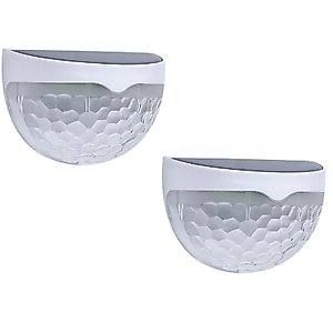 Lxcom Lighting Solar Wall Lights Solar Fence Light Solar Deck Lights Outdoor Solar Fence Post Lights Solar Powered Wall Lights Decorative Deck Light for Home Garden Lawn Backyard, 2 Pack (Warm White)