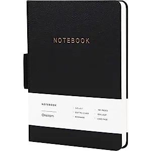 Journal Notebook, Notebook Journal A5 Classic, 5.6 X 8.1 inche, Hard Cover, 160 Premium Thick Pages, Fine PU Leather College Ruled Notebook with Pen Holder and Ribbon Bookmark for Writing Note