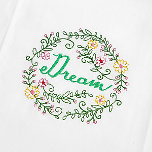 WINCSPACE Sweet and Cute Kitchen Towels Stitchwork with Dream Hope Smile Be Happy Love Live Simple 6 Set French Fry Flour Sack Tea Dish Towel(18INCH*28INCH) (6)