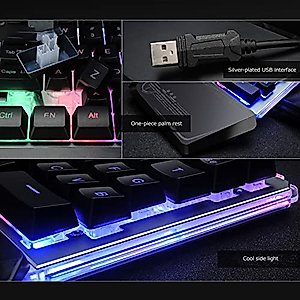 Dpofirs One-Handed Gaming Keyboard, 35 Keys Portable Mini Half Keypad, 6 Programmable Keys, Wireless RGB Mechanical Keyboard with Wrist Rest for PC Gamer