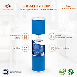 AQUABOON 5 Micron 20" x 4.5" GAC, CTO Carbon Block & Sediment Replacement Water Filter Cartridges Set | 1 set, 3 Filters in a Set | EP20-BB, 2C-20BB, 155358-43, DGD-5005-20