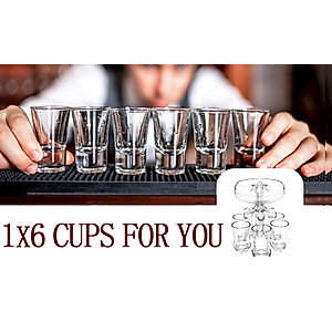 ALEVMOOM 6 Shot Glass Dispenser and Holder,Shots Dispenser for Filling Liquids, Multiple 6 Shot Dispenser,Bar Shot Dispenser, Cocktail Dispenser,Carrier Liquor Dispenser Drink Tool,with Brush