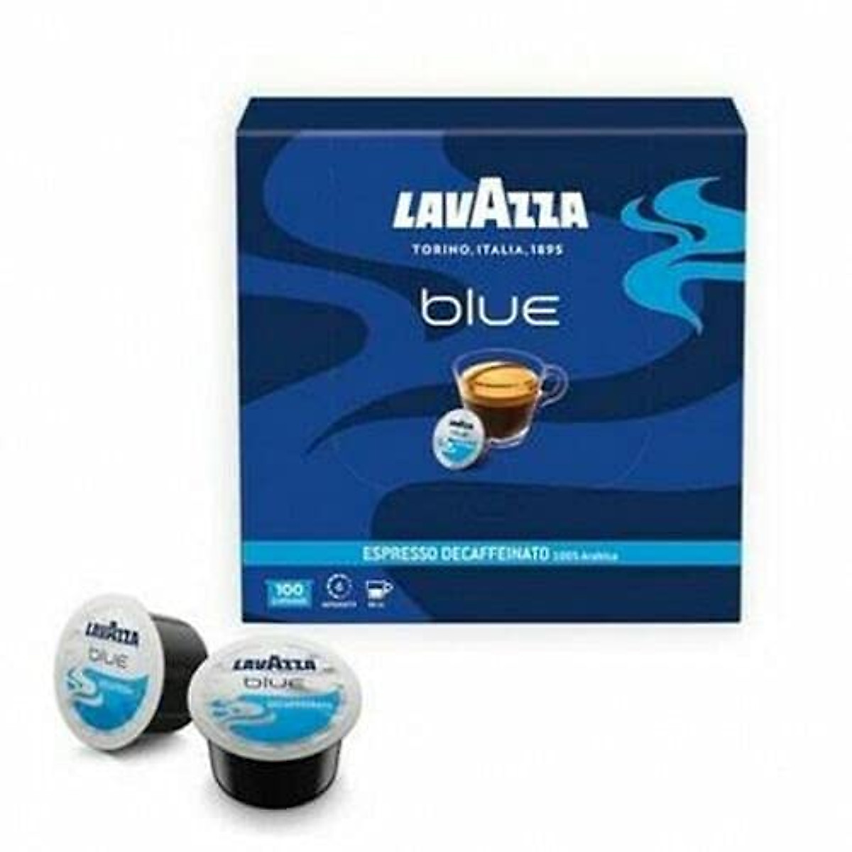 Lavazza BLUE Capsules, Espresso Decaffeinato Coffee Blend, Decaffeinated Medium Roast, 100 Count (Pack of 1)