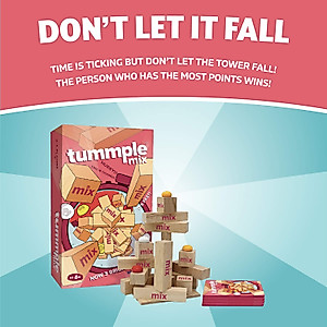 Tummple Mix - Wooden Block Stacking Tower Game – Fun Party Game & Family Board Game for Kids, Teens, & Adults – STEM Educational Game