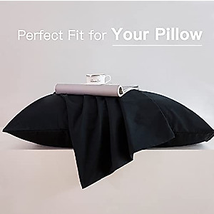 Airensky Pillow Cases Queen - Black Slip Pillow Cases for Hair and Skin 2 Pack 20x30 inches，Soft Chill & Breathable Pillow Cover with Envelope Closure，Gifts for Women Men