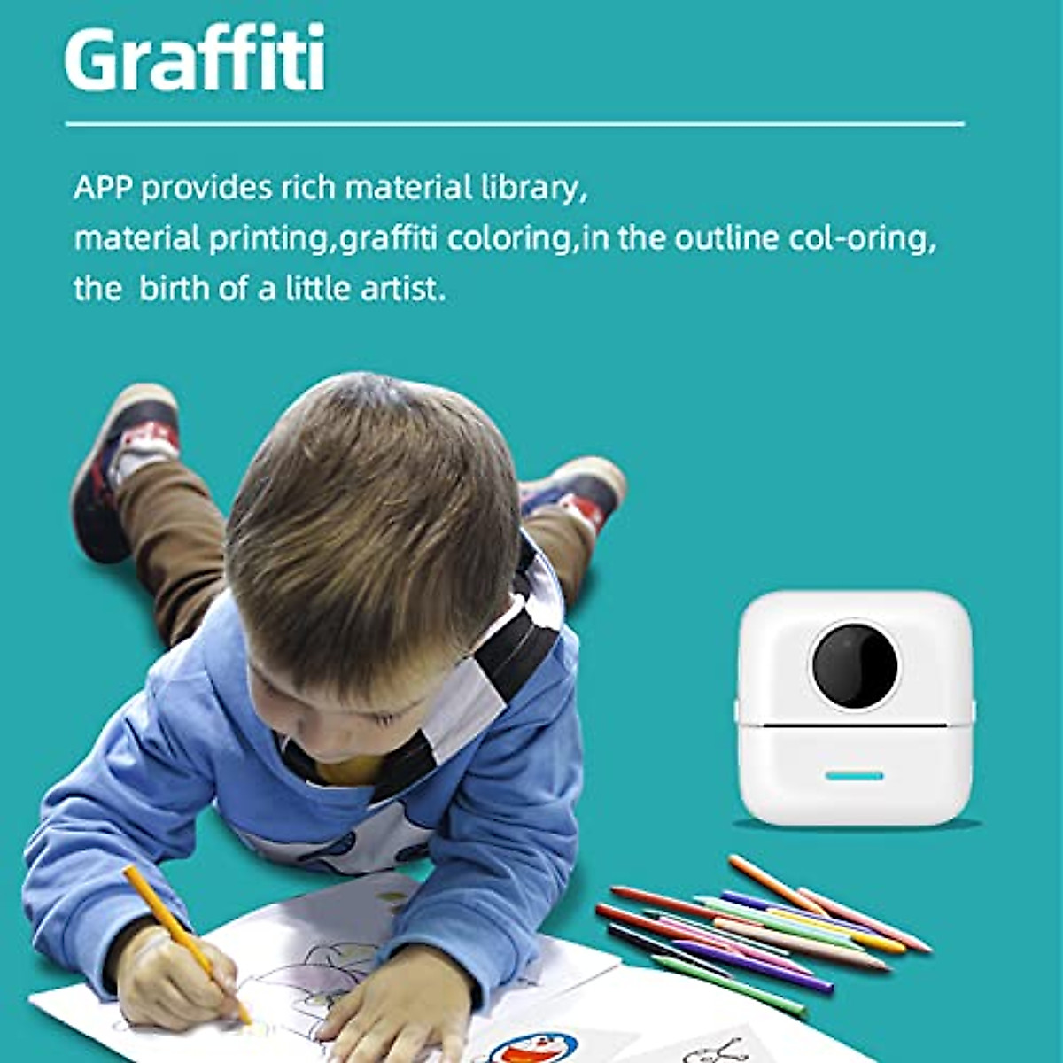 Mini Printe-R,Wireless Bluetooth Pocket Thermal Printe-R,Sticker Printe-R,Portable Notes Picture Printe-R Receipt Paper Print