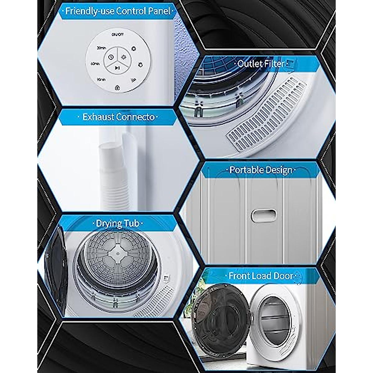 TABU Washer and Dryer Combo, 17.6lbs Full-Automatic Washing Machine with Drain Pump & TABU 13LBS Portable Dryer