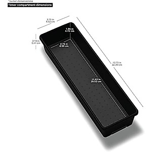 madesmart Antimicrobial Classic 12 x 3 Bin, Drawer Organizer, Multi-Purpose Home Organization, EPA Certified, Carbon, PremiumCarbon