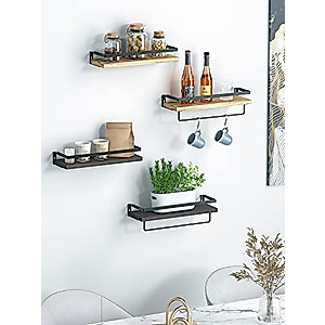 AMADA HOMEFURNISHING Floating Shelves, Rustic Bathroom Wall Shelves AMFS01 & White Floating Shelves U Shaped AMFS13-W