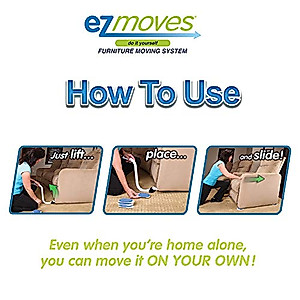 Allstar Innovations EZ Moves Furniture Moving System for Carpeted & Hard Floor Surfaces, Move Heavy Furniture Quickly & Easily, As Seen on TV (1 Lifter Tool & 8 Sliders)