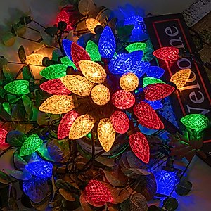 AWQ 100LED 81 FT C9 Christmas String Lights Plug in Fairy Twinkle String Lights 8 Modes Timer Function Waterproof Extendable for Indoor Outdoor Wedding Party Christmas Decoration (100, Multicolor)