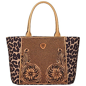 ARIAT Women's Tote Tooled Leopard Tan