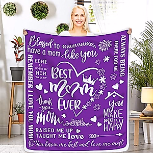 Gifts for Mom, Soft Mom Blanket, Valentines Day Gifts for Mom, Birthday Gifts for Mom, Gifts for Mom from Daughter, Valentines Gifts for Mom, Mom Birthday Gifts,Purple Blanket 50" x 60"