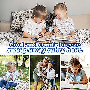 HR Mini Wrist Fan for Kids,Small Folable Watch Fan with Comfortable Wrist Strap,Personal Portable Handheld Fan for Childrens Boys Girls,USB Rechargeable Fashion Compact Summer Fan (Blue)