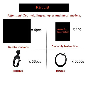 Gazebo Universal Replacement Privacy Curtain 4-Panels sidewall with Zipper (ONLY Curtain) (10' x 13', Black)