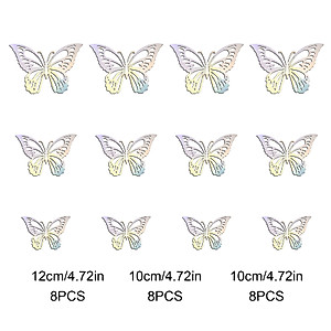 24pcs 3D Butterfly Wall Stickers, CAYUDEN Butterfly Decorations Wall Decor DIY Butterfly Combination 3D Butterfly Wall Stickers Decor Home Decoration Bedroom Living Room Party Nursery(Silver)