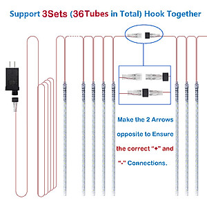 Vikdio Meteor Shower Rain Lights, 50cm 12 Spiral Tubes 648 LEDs 3.85m Lit Length Waterproof Snowfall LED Lights for Wedding Christmas Garden Tree Home Decor, Support 3 Sets Connected (White)