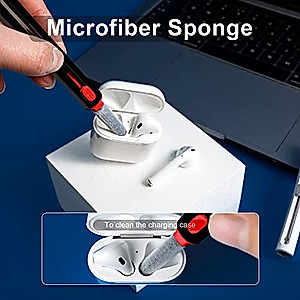 Bluetooth Earbuds Cleaning Pen 3 in 1 Cleaner Kit Earphone Brush, Multi-Function Portable Soft Cleaning Brush Pen Tools for Airpods Pro 1 2 3 Camera Lens Phone in-Ear Headphones Case（Black）