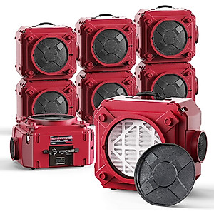 AlorAir CleanShield HEPA 550 - Heavy Duty Commercial Air Scrubber HEPA Filter System, 25' Power Cord with Lighted End and Roto-Molded Unbreakable Housing Air Cleaner, cETL Listed, Red (Pack of 8)