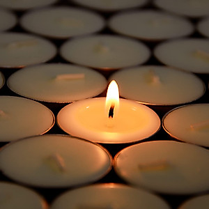 DEYBBY Natural Soy Wax Tealight Candles Bulk,100 Pack UnScented Tea Candle Set - 4 Hours Burning for Each