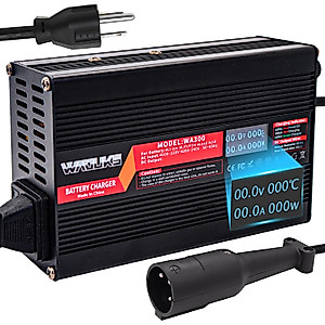 48V 5A Lead Acid Battery Charger with OLED Display 48 Volt 5 Amp for Club Car Golf Cart Battery Charger with Club Car Type 3-Pin Round Charger Plug