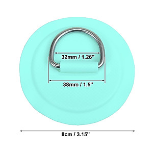 X AUTOHAUX 6pcs D Ring Patch PVC Stainless Steel Round Shape D Ring Pad for Inflatable Boat Kayak Canoe Deck Green