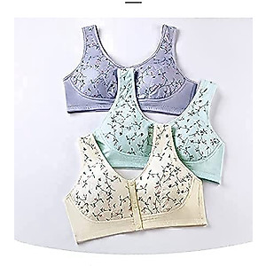 KHDFID Front Button Bra, Convenient Front Button Bra,Front Closure Sports Bras Women Cotton Ultra Soft Cup,Everyday Sleep Bras,Front Closure Cotton Sports Bras for Women Girls (Beige,38)