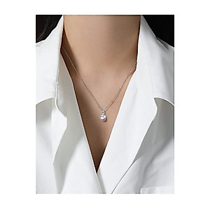 925 Sterling Silver Single Pearl Necklace Simple Cultured Solitaire Pearl Pendant Necklace Jewelry for Women