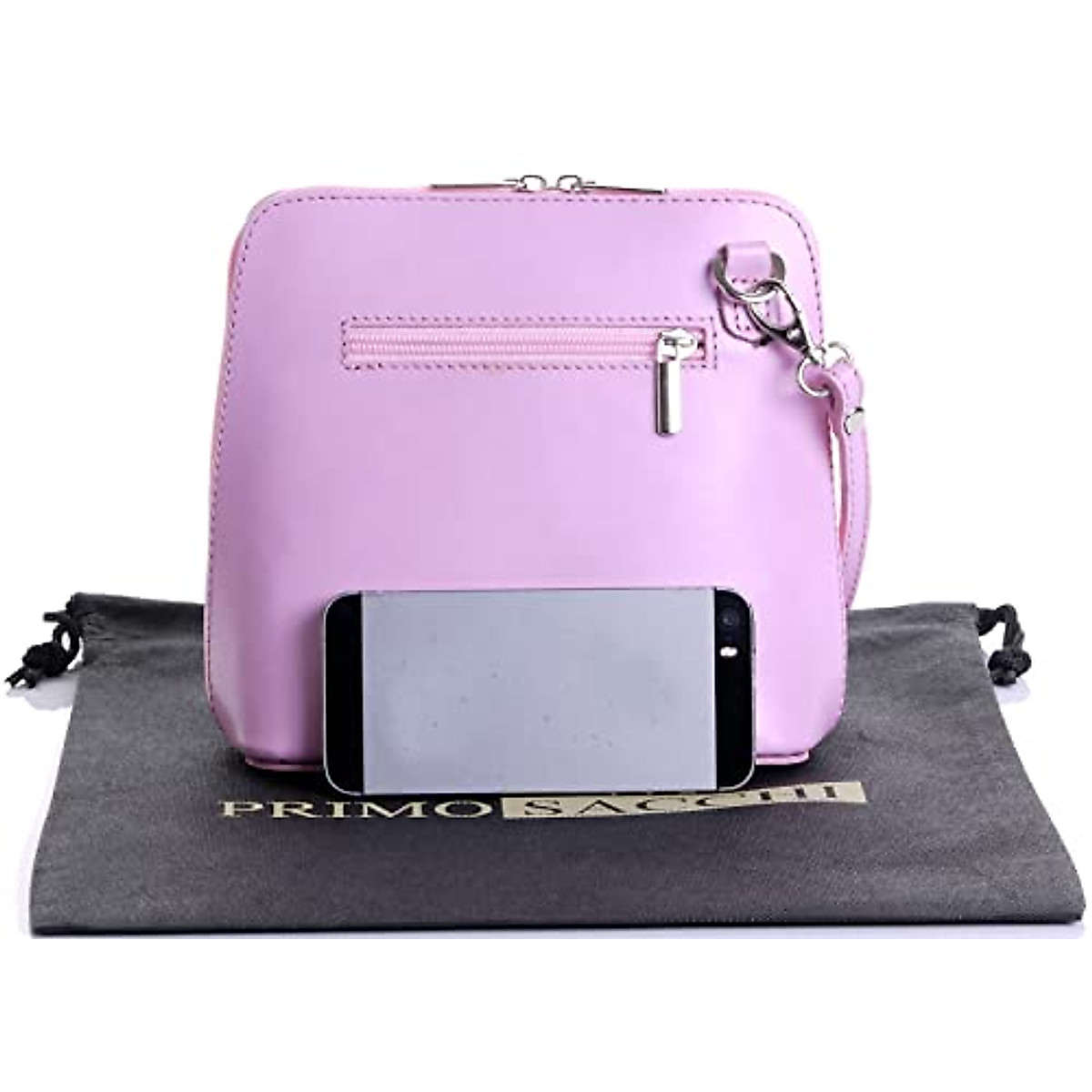 PRIMO SACCHI Ladies Italian Leather Pink Small Micro Cross Body Shoulder Bag Handbag Purse