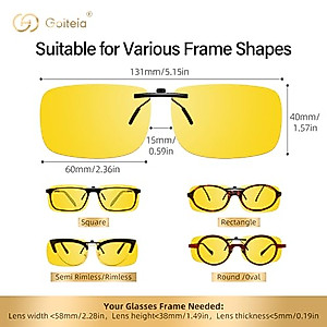 Goiteia Polarised Clip on Night Driving Glasses Anti Glare for Men Women Flip up,Minimize Glare from Headlights and LED Bulbs