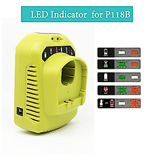 2Packs 18V Battery and Charger Combo for Ryobi 18-Volt Cordless Tools Battery and P118B Charger, Cell9102 18V Battery Capacity Output 3.0Ah