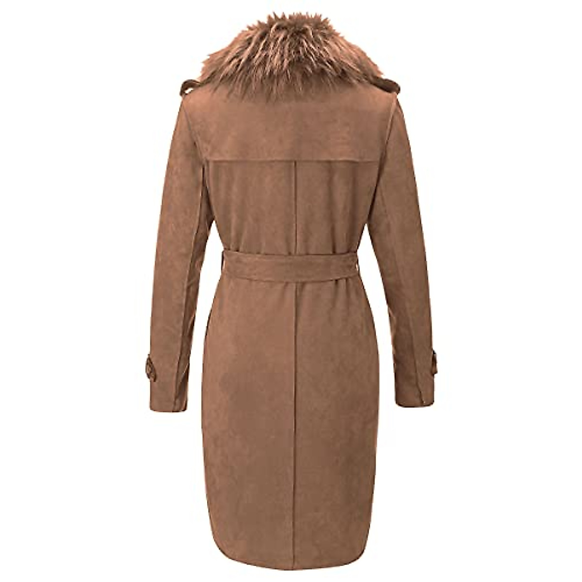 Bellivera Women Faux Suede Leather Jacket Comfy Overcoat FF20 D.Brown L