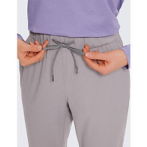 CRZ YOGA Womens 4-Way Stretch Ankle Golf Pants - 7/8 Dress Work Pants Pockets Athletic Travel Casual Lounge Workout Dark Chrome Small