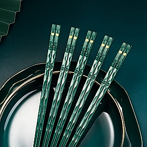 5 Pairs Food Grade Polymer Laser Engraving Japanese Chopsticks, Squared Edge Non-Slip Reusable Sushi Sticks Hashi Handmade Christmas Gift (Five pairs antique chopsticks)