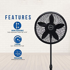 Lasko 18 in. Adjustable Elegance and Performance Pedestal Fan, Black 18"/Black