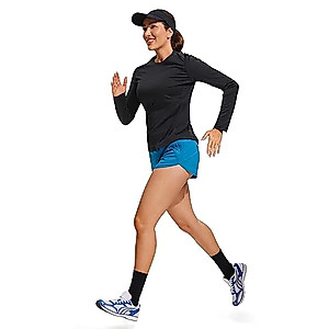 CRZ YOGA Womens UPF 50+ Sun Shirts Long Sleeve UV Protection Workout Tops Lightweight Quick Dry Outdoor Hiking Running Shirts Black Medium