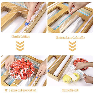 shuang qing Expandable Ziplock Bag Organizer, 6-in-1 Bamboo Food Storage Bag Organizer, for Kitchen Drawer 19.5" X 13.1" X 2.9"