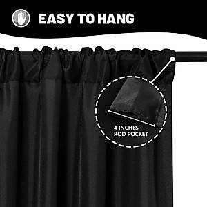 Black Backdrop Curtain for Party Black Background Curtains Rod Pocket Backdrop Drapes Panels Fabric Curtain Backdrop Black Birthday Party Decor for Boys Teens Men,5ft x 10ft, 2 Panels