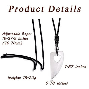 MAIBAOTA Necklaces for Men Adjustable Black Rope Necklace Clear Quartz Crystal Stone Pendant Necklace Men's Jewelry