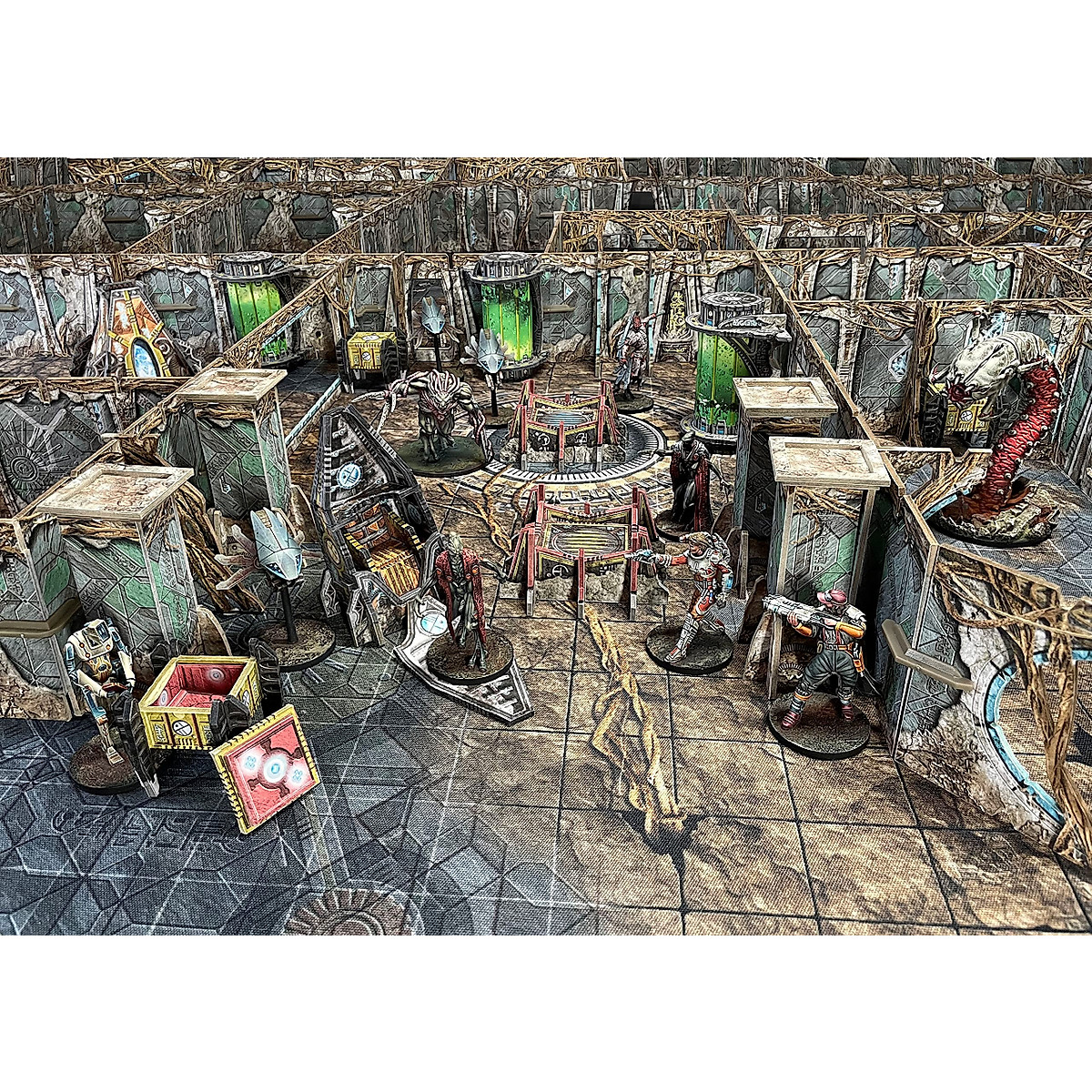 Battle Systems - Modular Tabletop 3D Gaming Sci-Fi Terrain - Perfect for 28mm-35mm Miniatures and Figures - No Painting Required - Science Fiction Aliens 40K Wargame - (Alien Catacombs)