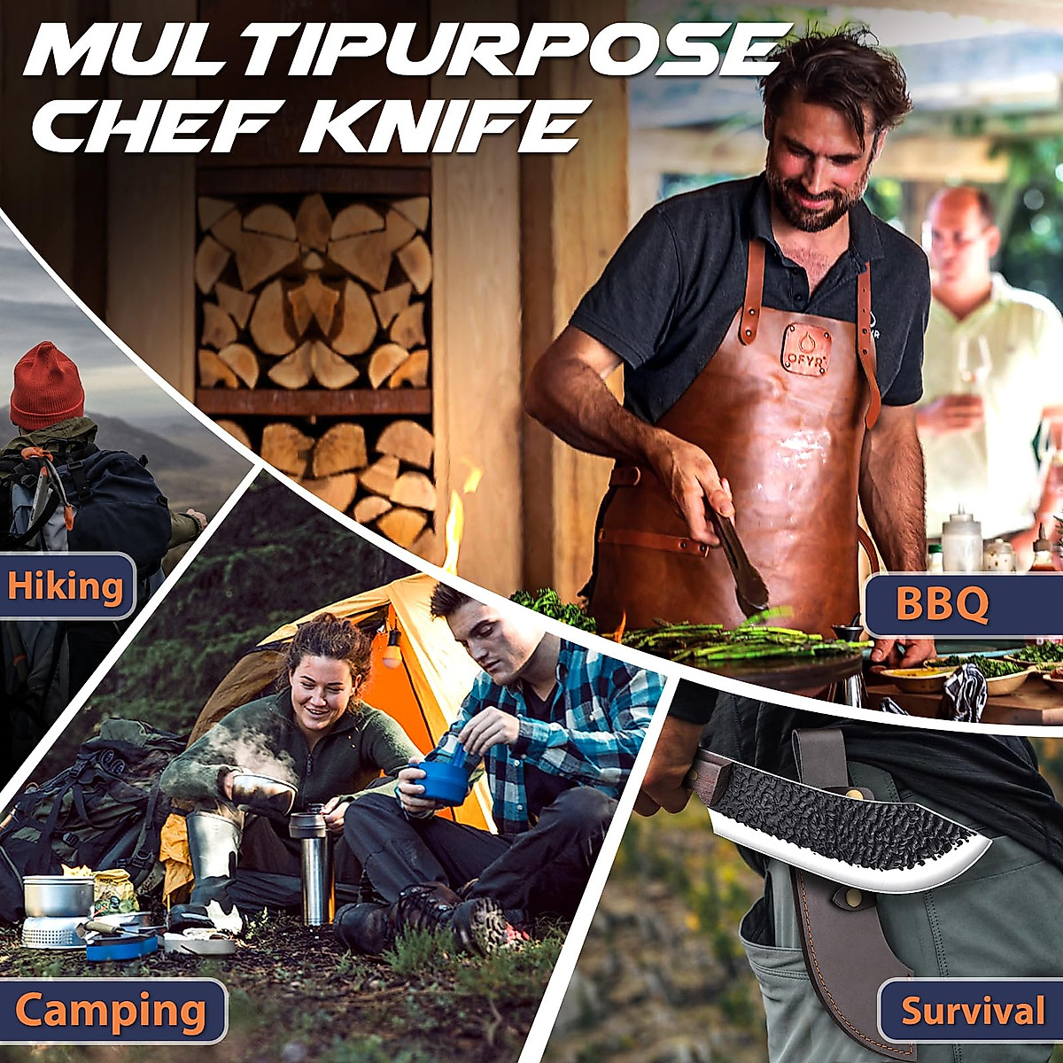 Huusk Meat Cleaver Knife Japanese Butcher Knife for Meat Cutting Vegetable Cleavers with Ergonomic Handle Chopping Knives for Kitchen Hand Forged Meat Knife Kitchen Chef Knives for Home Outdoor BBQ