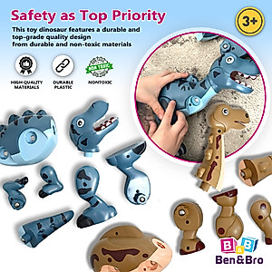 Ben and Bro Magnasaurus Dinosaur Toys - Magnetic Take Apart Dinosaur Toys, Educational STEM Toys for Boys & Girls - Building Toys for 3 Year Old Boys, Kids Toys, Dinosaur Toys for Kids 3-5 +