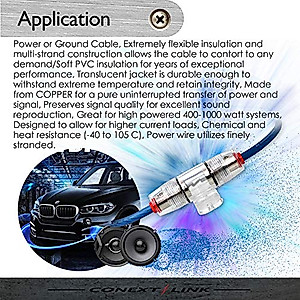 Conext Link 25 FT 10 AWG GA Full Gauge Battery Power Cable Ground Wire Clear Silver OFC Copper