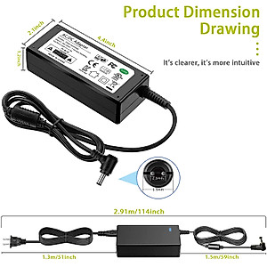 24V 2.5A Power Supply Adapter 110V-240V AC to DC 24 Volt 60 W Charger Power Cord for Logitech Racing Wheel,LED Strips, LCD Monitor,CCTV Camera