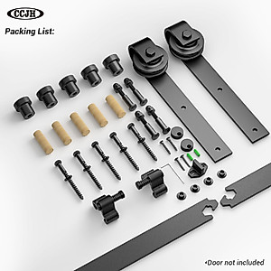 CCJH Barn Door Hardware Kit 4FT Sliding Track Heavy Duty for Single Max 24'' Wide Door Panel
