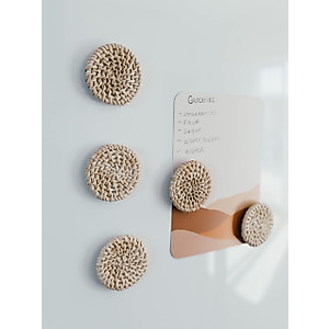 SiennaFox Rattan Fridge Magnet Large Ceramic 1.18in Magnets Boho Home Decor Office Decoration whiteboard Decorative Kitchen Locker Magnetic Aesthetic (Ivory Set of 5)