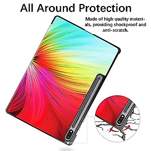 Berkin Arts Samsung Galaxy Compatible with Tab S8 Plus/ S7 FE/ S7 Plus Case 12.4 Inch Tri-Fold Stand Cover Color Field Rainbow Scheme Iridescent Playful